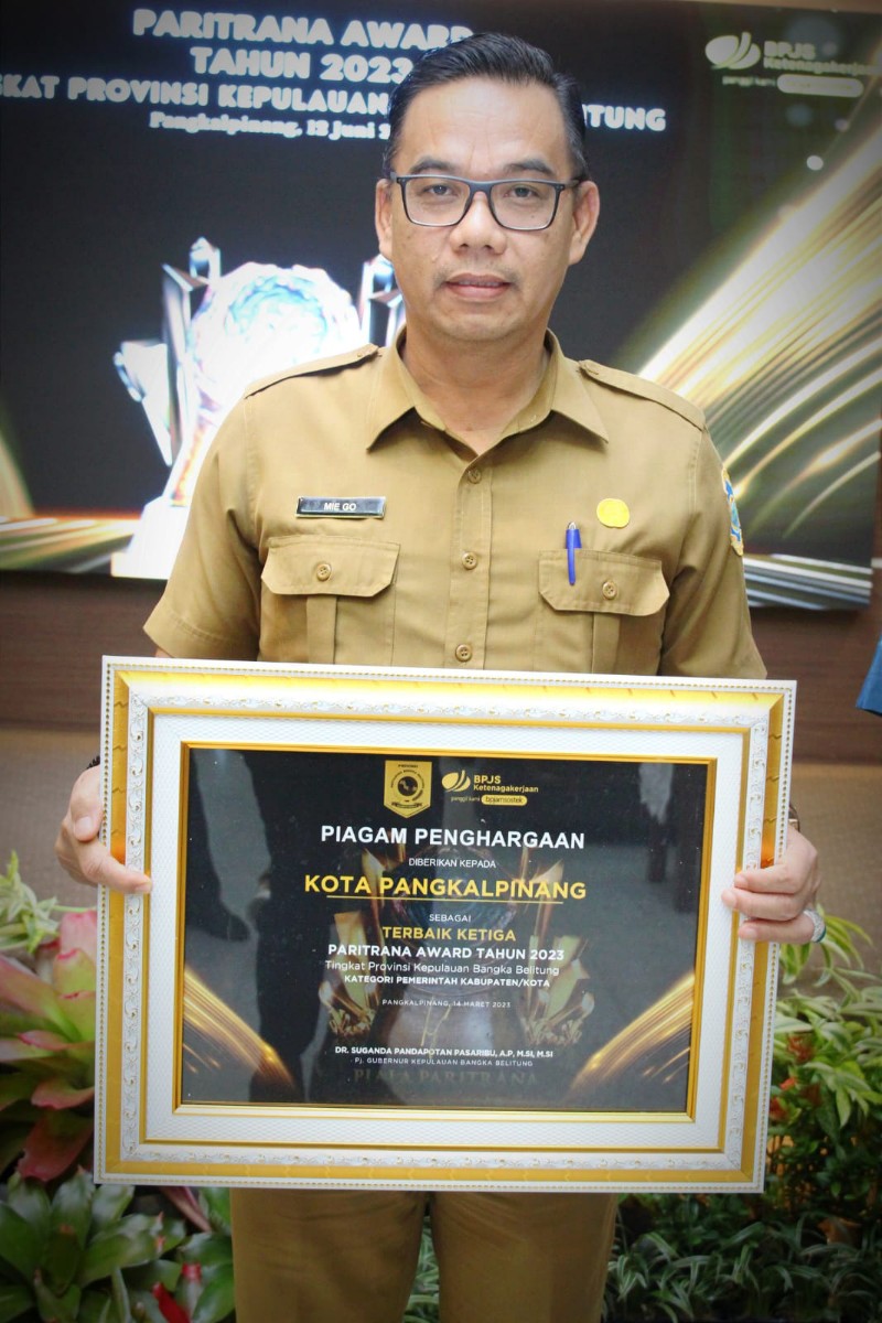Pemkot Pangkalpinang Raih Paritrana Award 2023