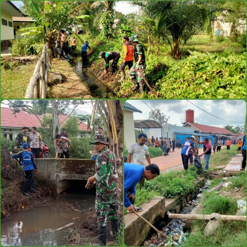 Koramil 03/Gantung Karya Bakti Bersihkan Saluran Air dan Bahu Jalan
